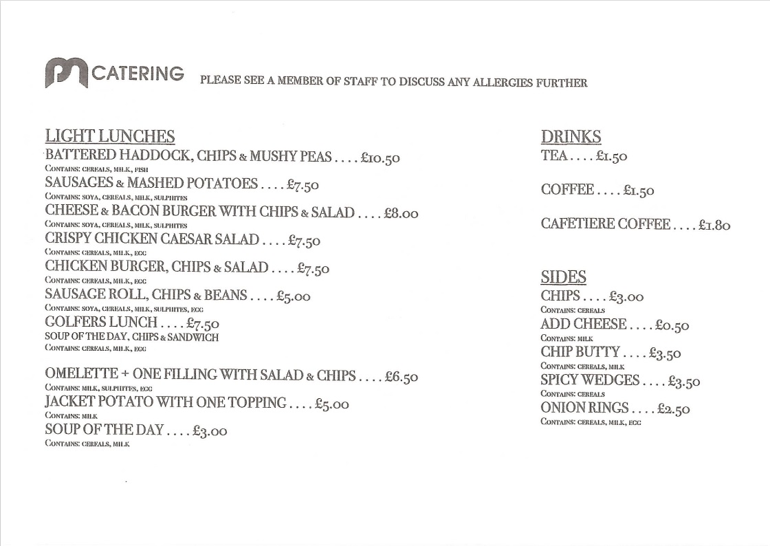 Clubhouse Menus - DTMGC